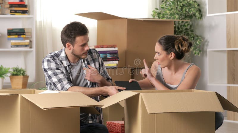 Angry Couple Arguing Moving Home after Divorce Stock Video - Video of ...