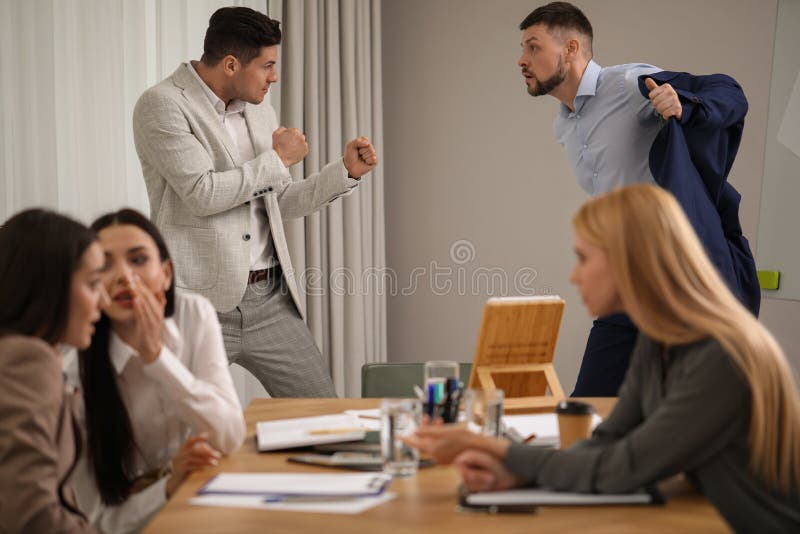 Angry Coworkers Disagree about Contract Terms and Conditions Stock ...
