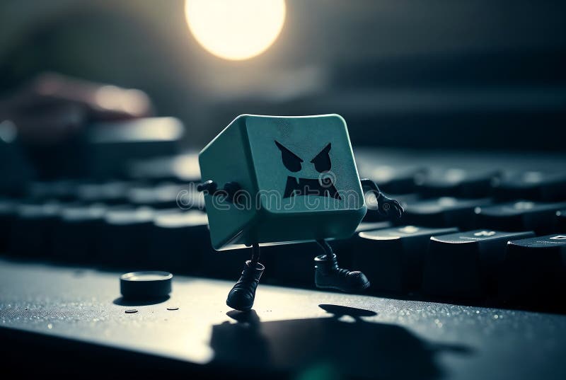 Angry Cube Character: Dark Moody Keyboard Scene Stock Illustration ...