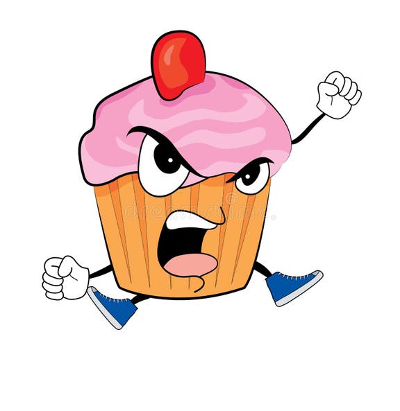 Angry Cupcake cartoon stock illustration. Illustration of shouting ...