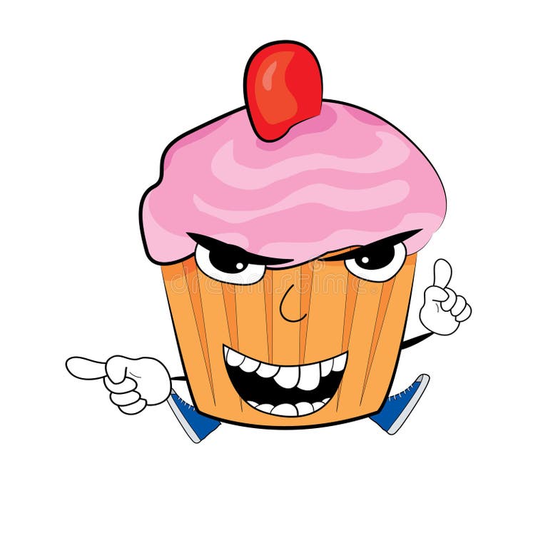 Angry Cupcake cartoon stock illustration. Illustration of cupcake ...