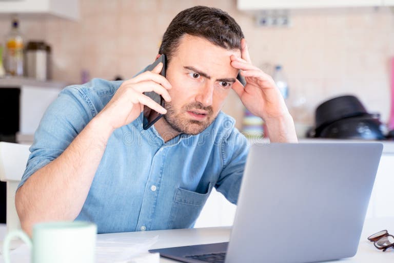 Angry Customer Calling Help Desk for Support Stock Photo - Image of ...