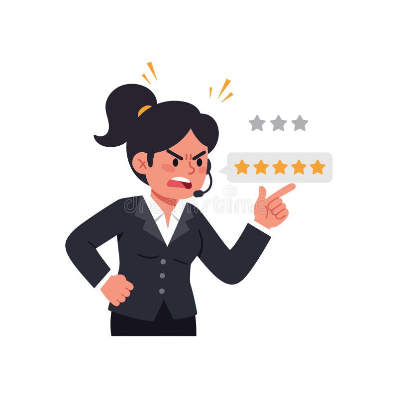 Angry Customer Service Representative in Flat Vector Art Style Stock ...