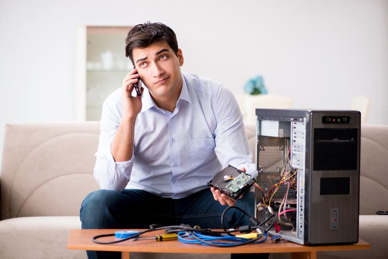 The Angry Customer Trying To Repair Computer with Phone Support Stock ...