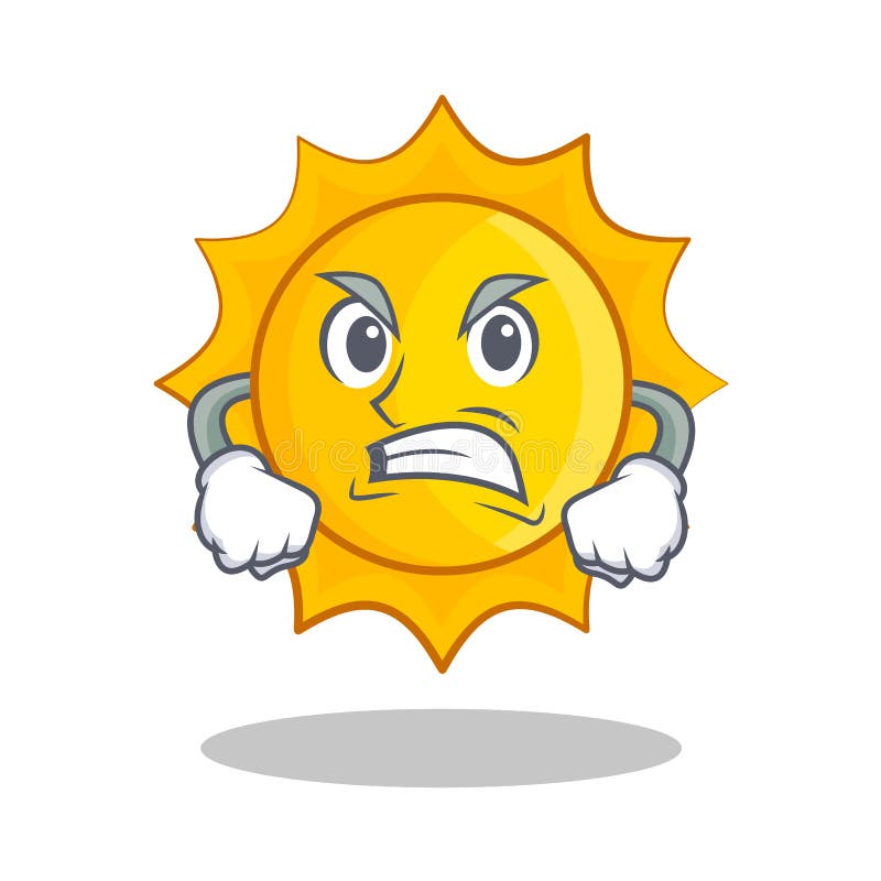 Angry Cute Sun Character Cartoon Stock Vector - Illustration of smiley ...