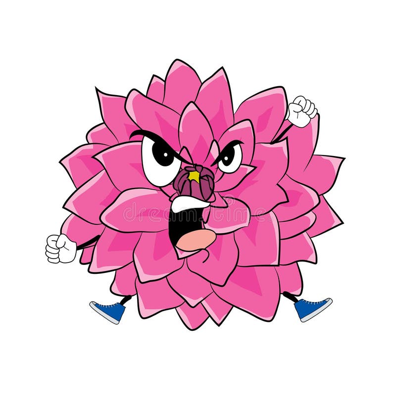 Angry Dahlia Flower Cartoon Stock Illustration - Illustration of ...