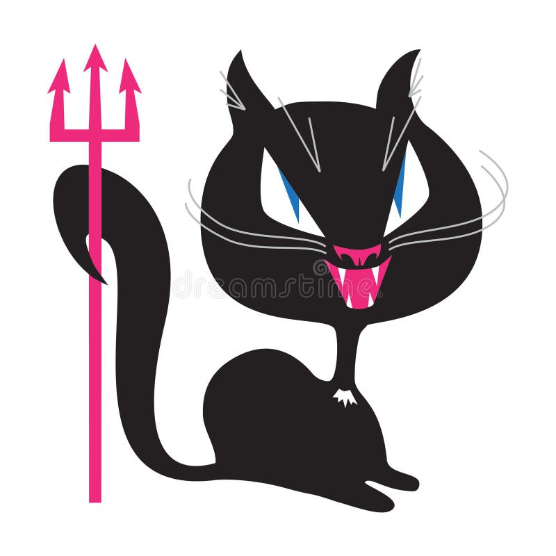 Devil cat stock vector. Illustration of shadow, white - 25073089