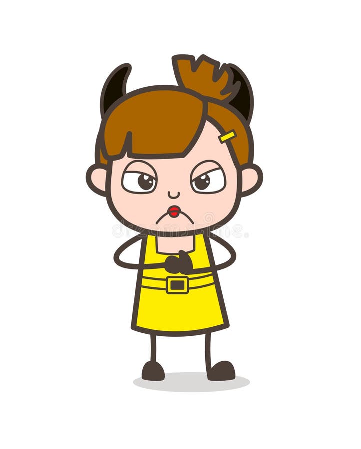Angry Devil Kid - Cute Cartoon Girl Vector Stock Illustration ...