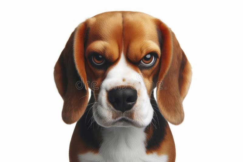 Angry Disgruntled Beagle Dog Isolated on White Background. Ai ...