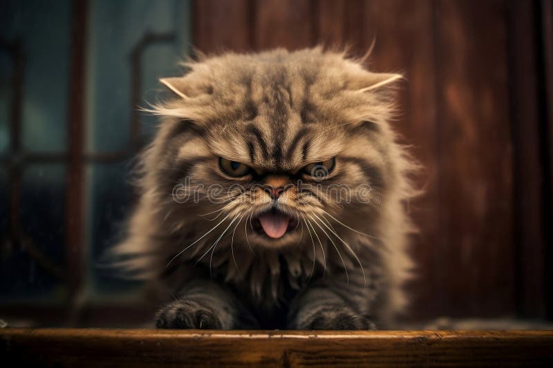 Angry disgruntled cat. AI stock illustration. Illustration of kitten ...