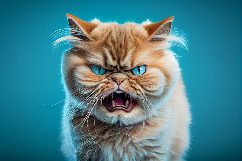 Angry Disgruntled Cat.generative Ai Stock Illustration - Illustration ...