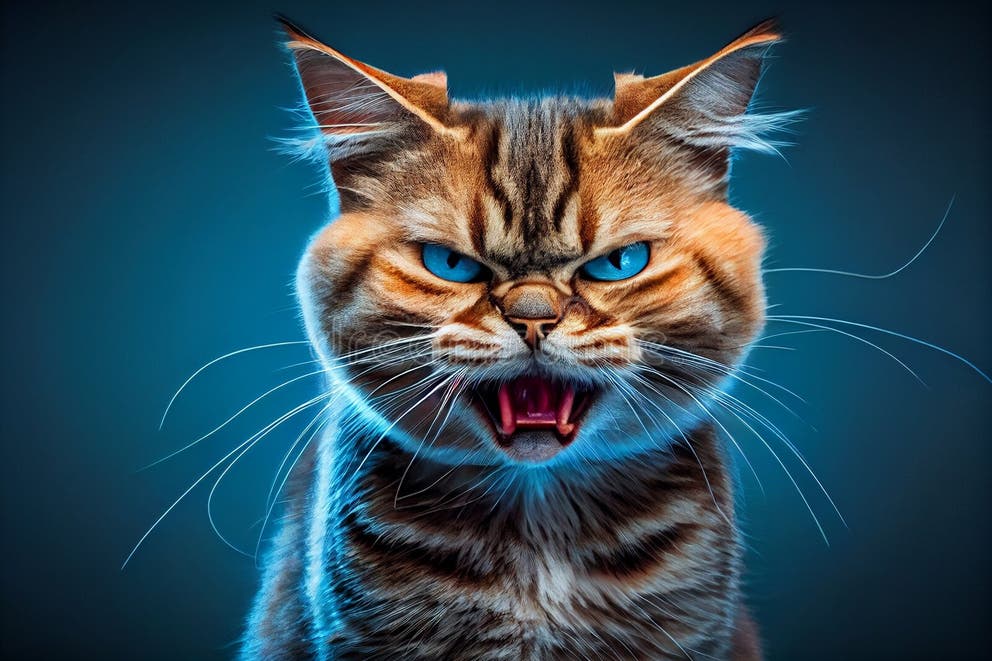 Angry Disgruntled Cat.generative Ai Stock Illustration - Illustration ...