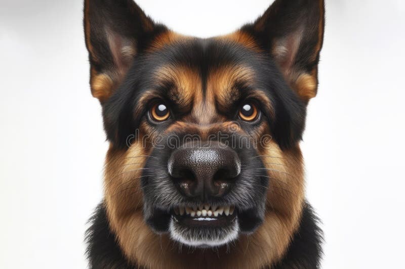 Angry Disgruntled German Shepherd Dog Isolated on White Background. Ai ...
