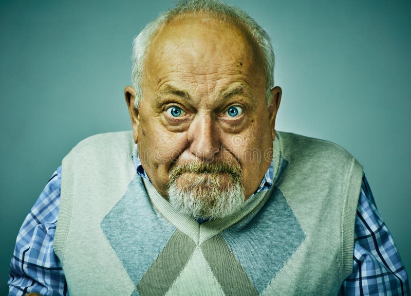 Angry Disgruntled Senior Man Face Expression. Stock Photo - Image of ...