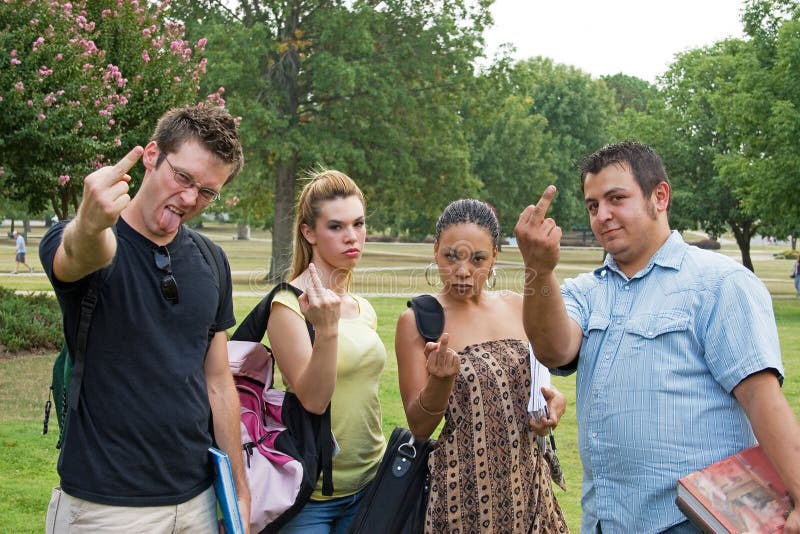 Angry Diverse Group of College Students Stock Image - Image of female ...