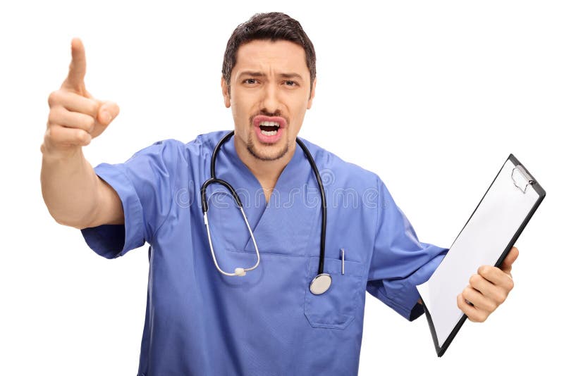 Angry Doctor in White Coat Sitting on Floor and Screaming in Hospital ...