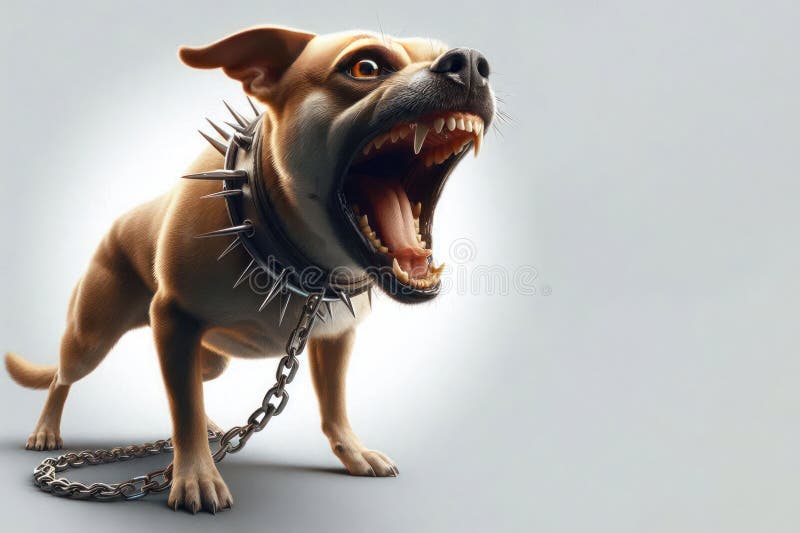 An Angry Dog that Has Broken Free from the Chain. Space for Text. Stock ...