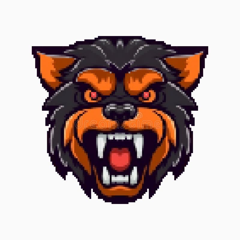 Angry Dog Mascot Logo. Pixel Art Emblem Stock Vector - Illustration of ...