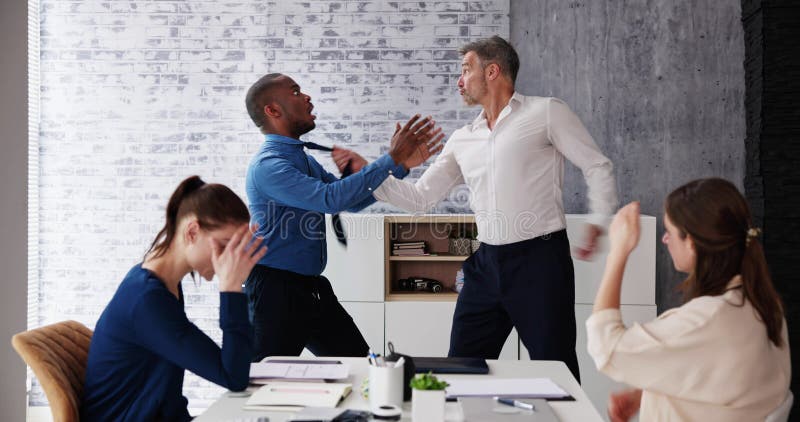 Angry Dominant Colleague Fighting and Bullying Stock Photo - Image of ...