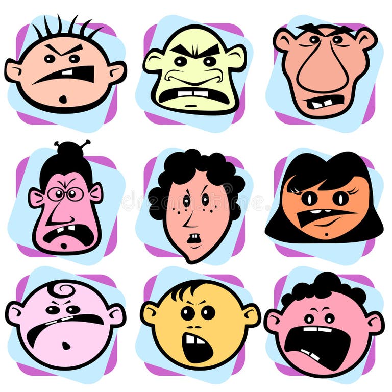 Angry doodle faces stock vector. Illustration of child - 23878903