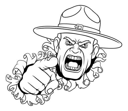 Drill Instructor Sergeant Bootcamp Army Soldier Stock Vector ...