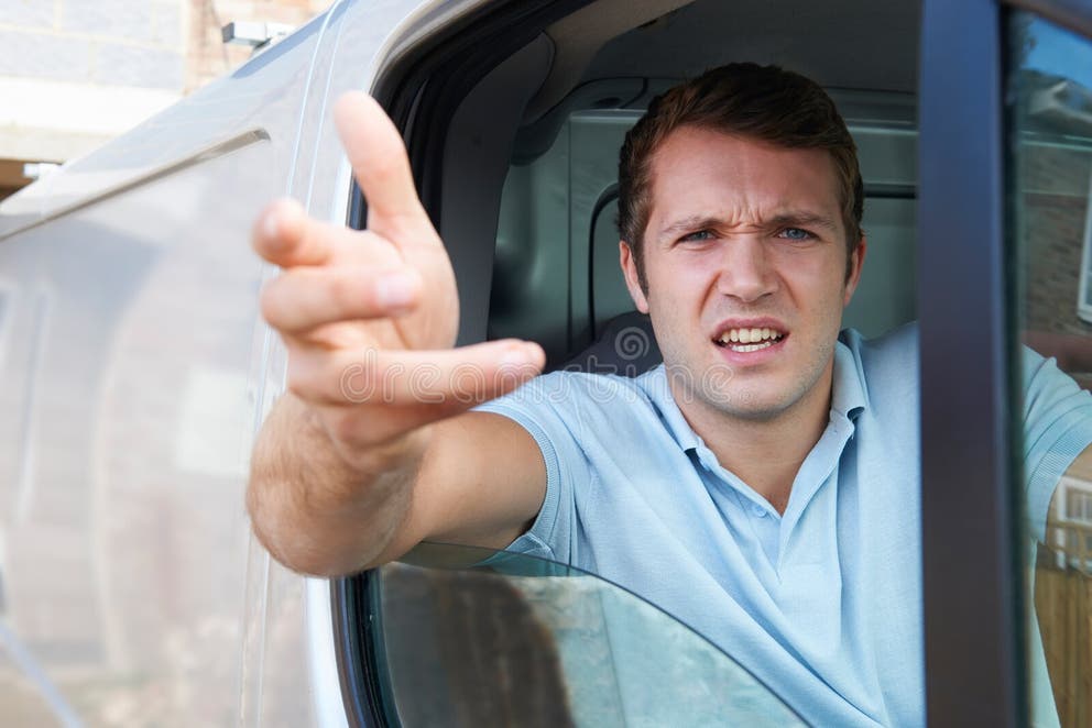 Angry Driver in Van stock photo. Image of horizontal - 62850020