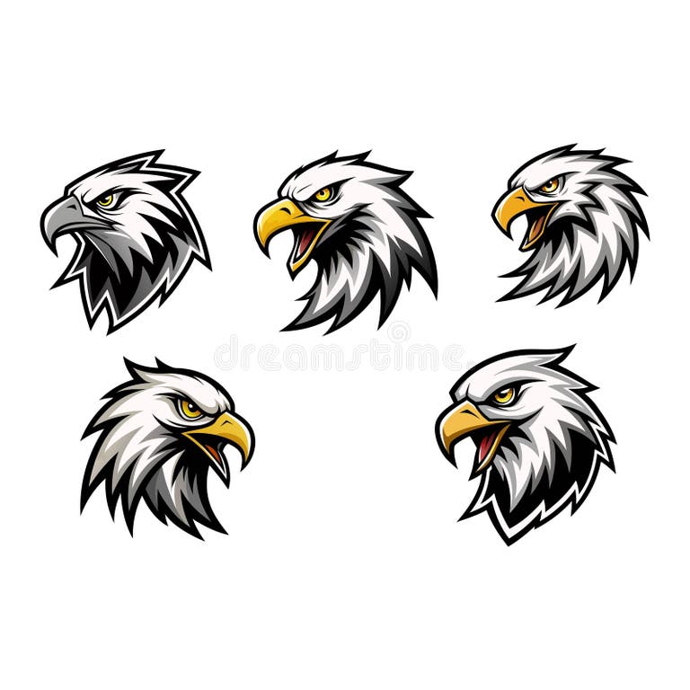 Angry Eagle Head Vector Eagle Logo Set Stock Vector - Illustration of ...