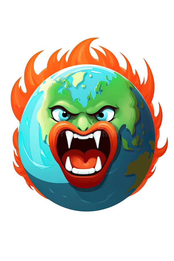 Angry Earth Planet Character. Stock Illustration - Illustration of ...