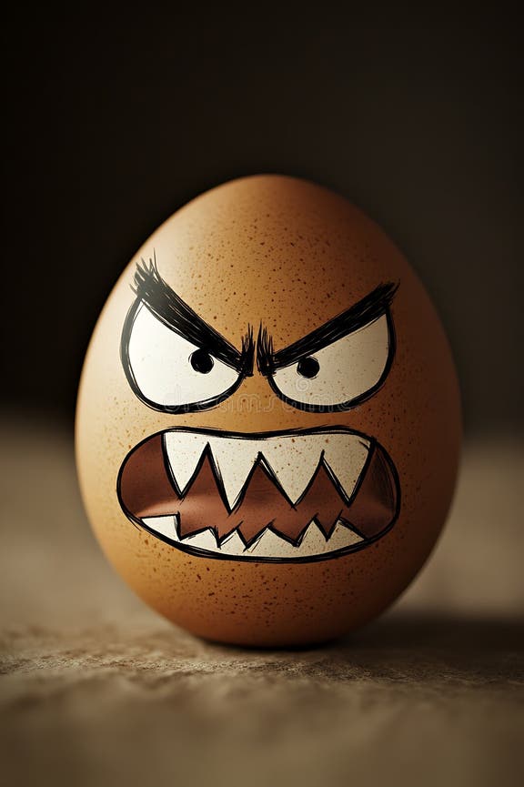 Angry Egg with Intense Expression and Animated Cartoon Features Stock ...