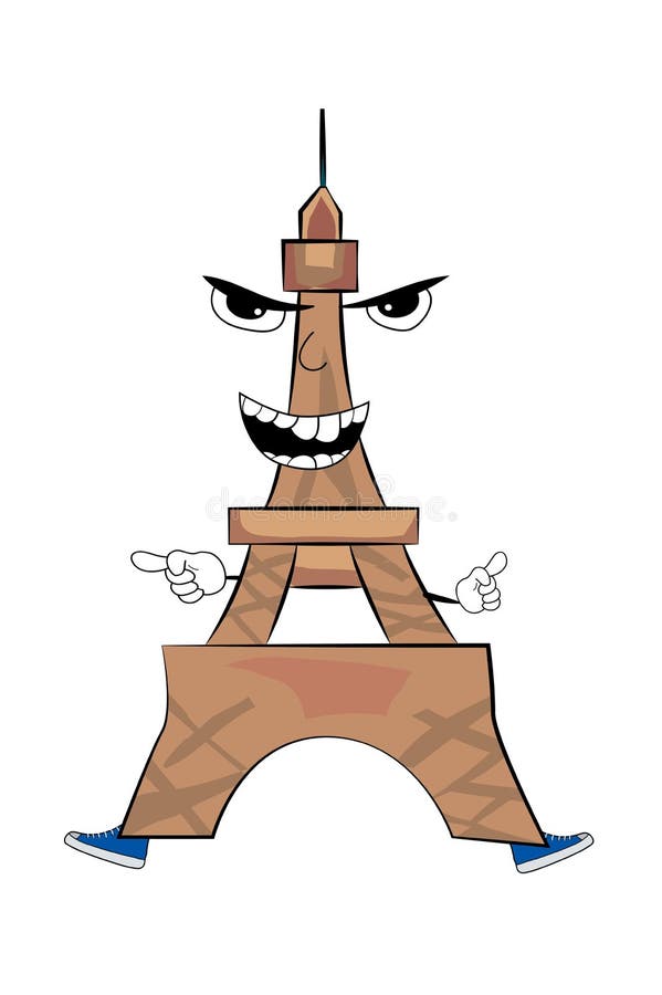 Sad eiffel tower cartoon stock illustration. Illustration of upset ...