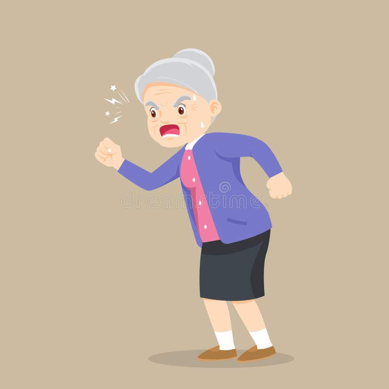 Angry elderly woman stock vector. Illustration of angry - 243596614