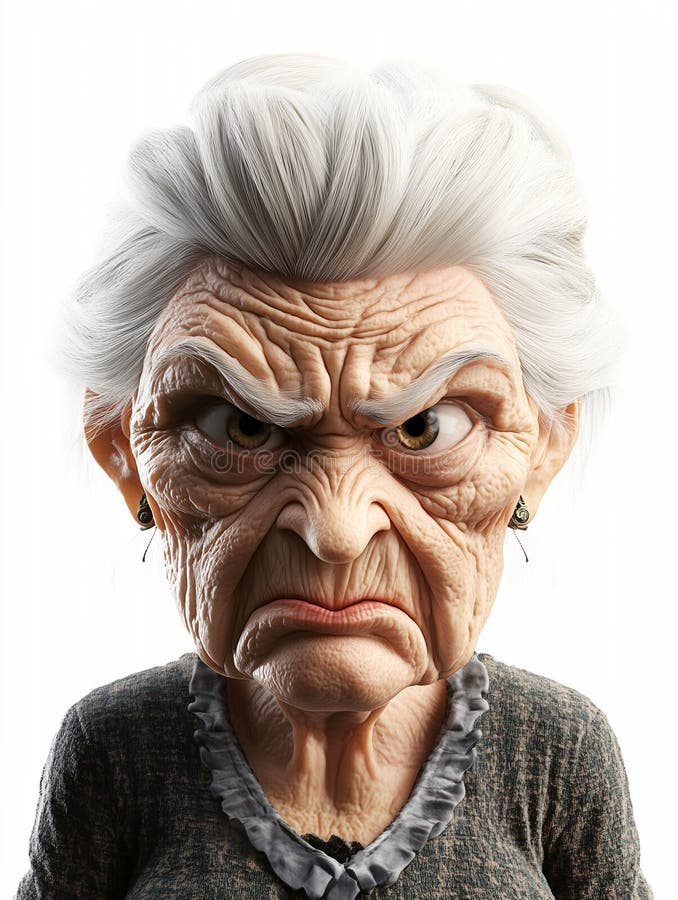 Angry Elderly Woman with Stern Expression in 3D Model. Ai Generative ...