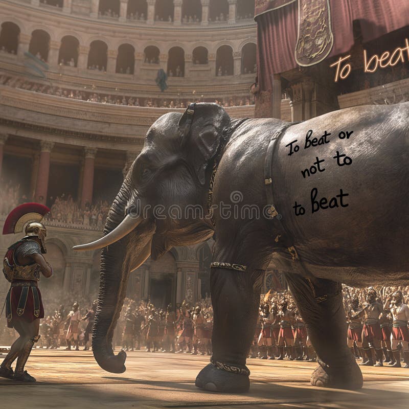 An Angry Elephant Fights with Gladiators in the Coliseum , AI Generated ...