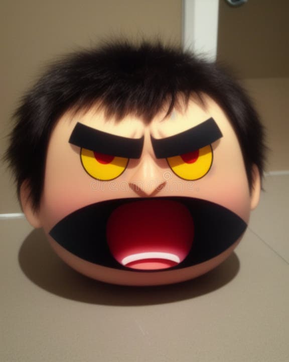 Angry Emoji, a Boy Shouting with Anger Emoji Stock Illustration ...