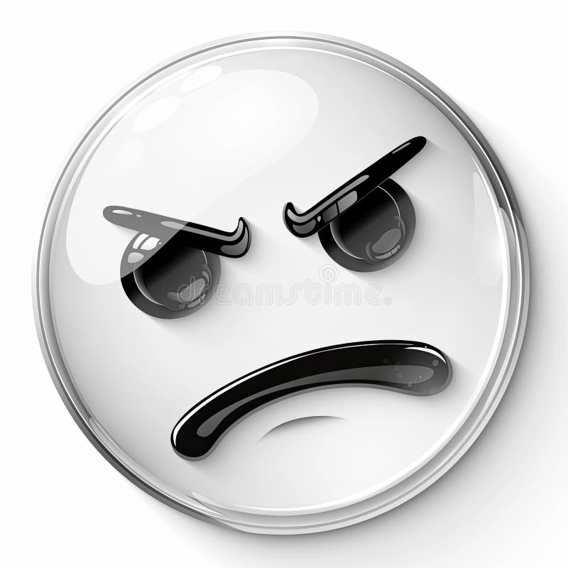 Angry Emoji Face with Furrowed Brows and Frown, Expressing Frustration ...