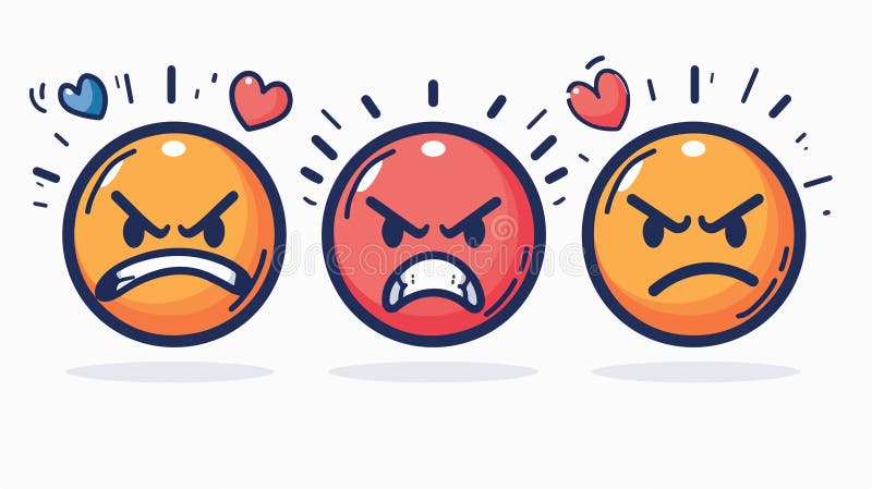 Angry Emoji Face Outline Graph Vector Icon Stock Vector - Illustration ...