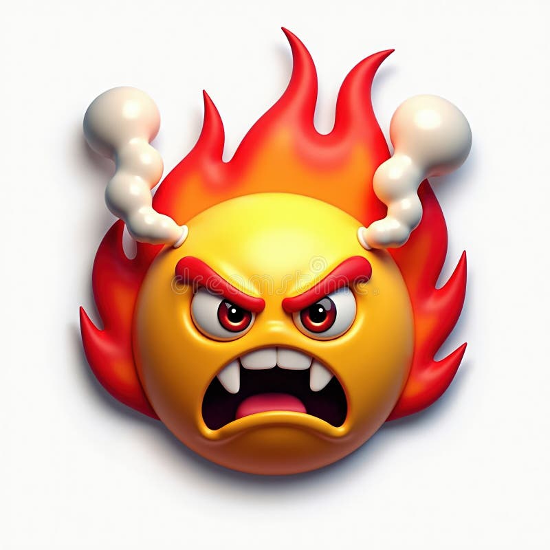 Angry Emoji with Fire stock illustration. Illustration of symbol ...
