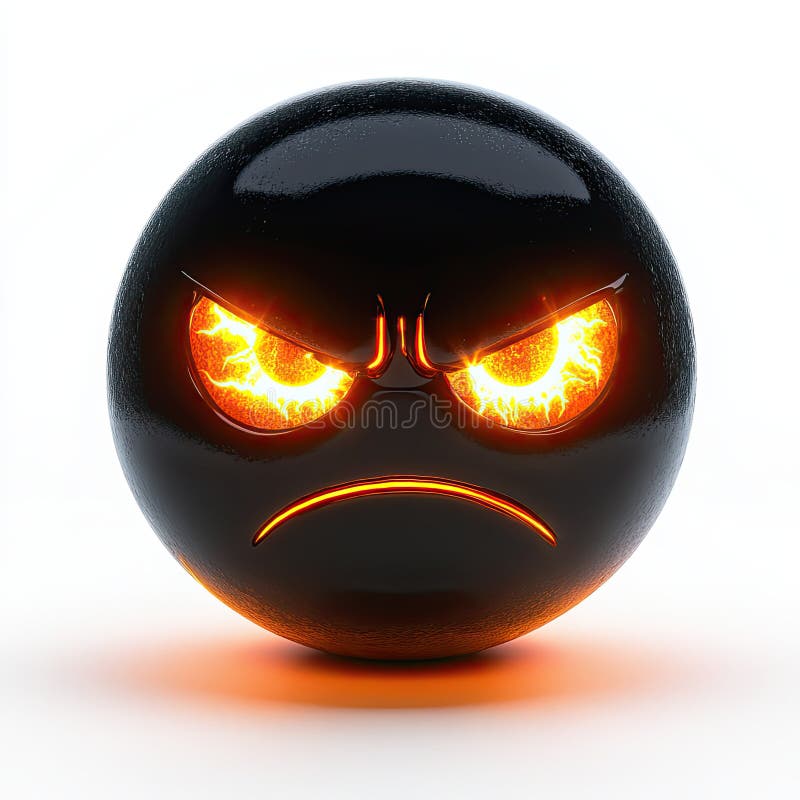Angry Emoji with Glowing Eyes and Frowning Expression, Representing ...