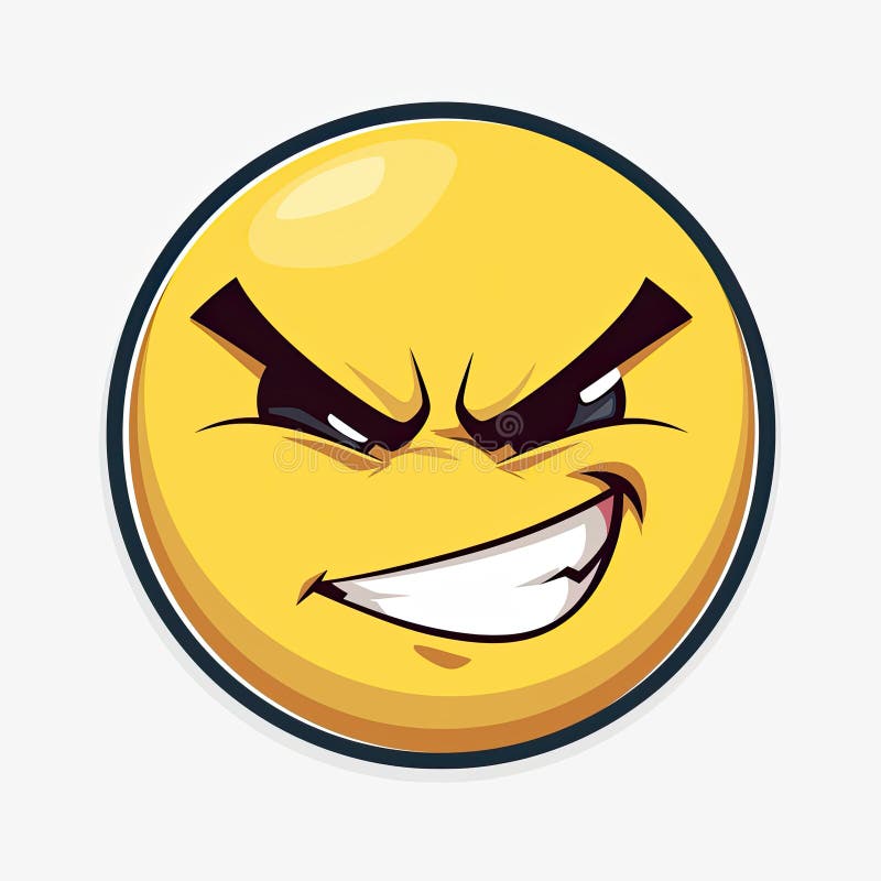 Angry Emoji with Mischievous Grin and Furrowed Brows, Expressing ...