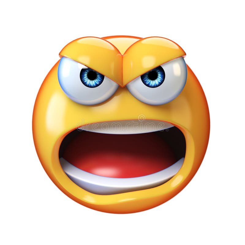 Angry Emoji Shouting Isolated on White Background, Mad Emoticon Yelling ...