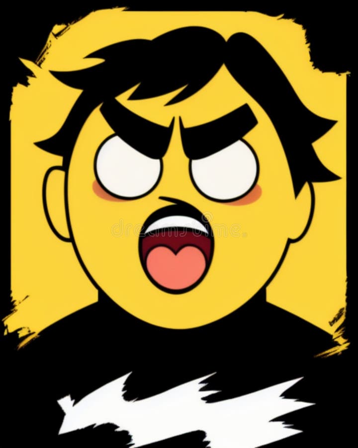 Angry Emoji, a Yellow Boy Shouting because of Amger Stock Illustration ...