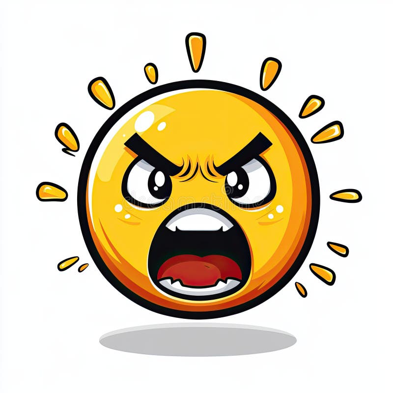 Angry Emoji with Yellow Face and Expressive Features, Showing ...