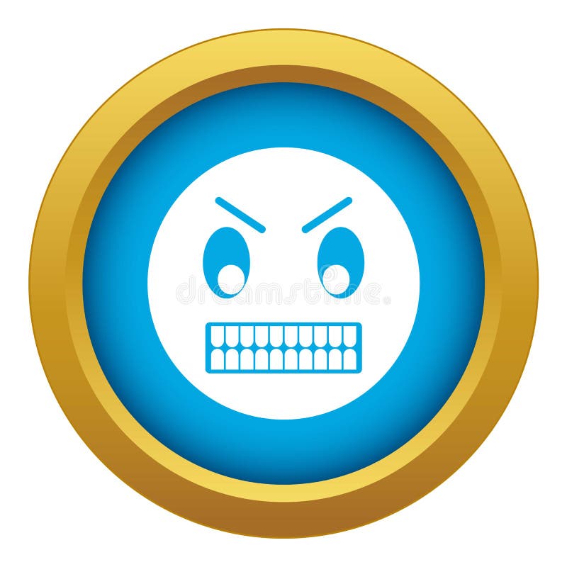 Angry Emoticon Icon, Flat Style Stock Illustration - Illustration of ...