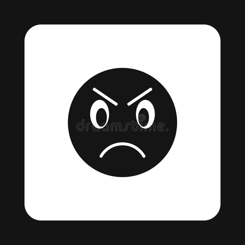Angry Emoticon Icon, Simple Style Stock Vector - Illustration of comic ...