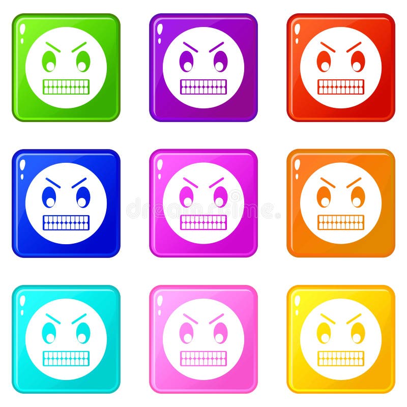 Angry emoticons 9 set stock vector. Illustration of emoticon - 96084073