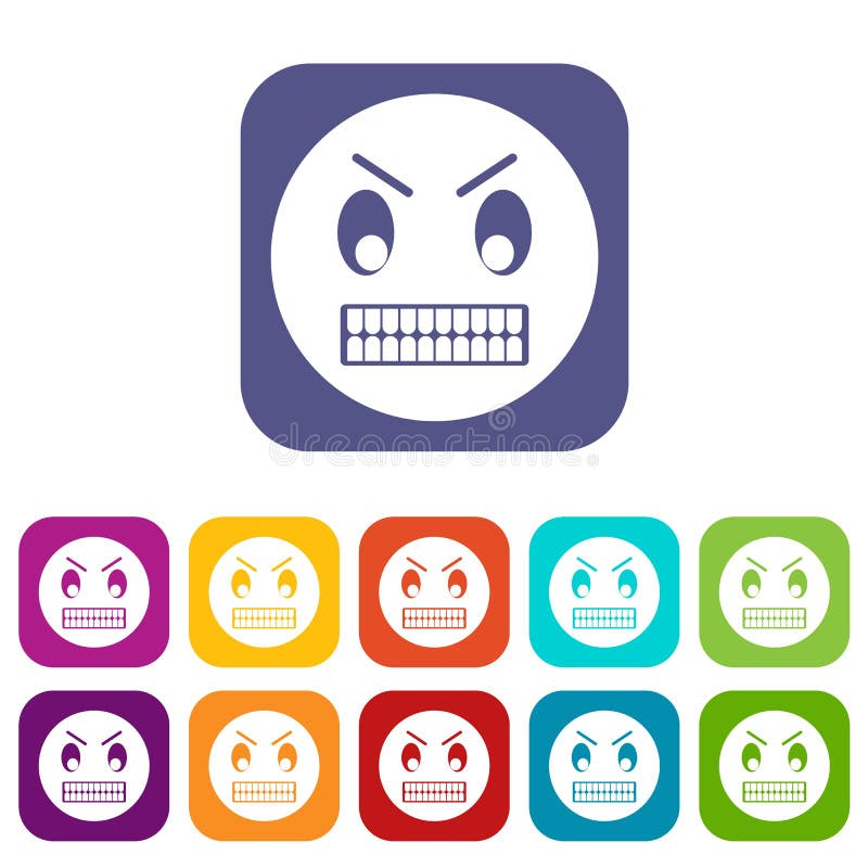 Angry emoticons set stock vector. Illustration of mouth - 96294685