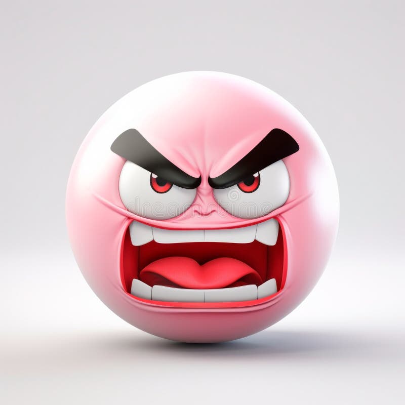 Angry Emotion Expression by Emoji Ball 3d Sphere Rendered. Pastel ...
