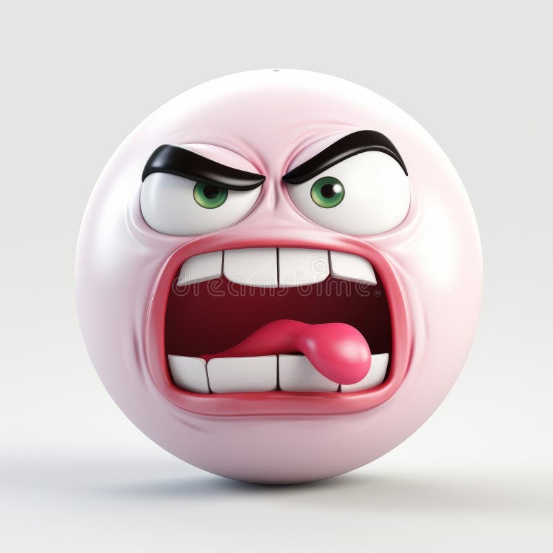 Angry Emotion Expression by Emoji Ball 3d Sphere Rendered. Pastel ...