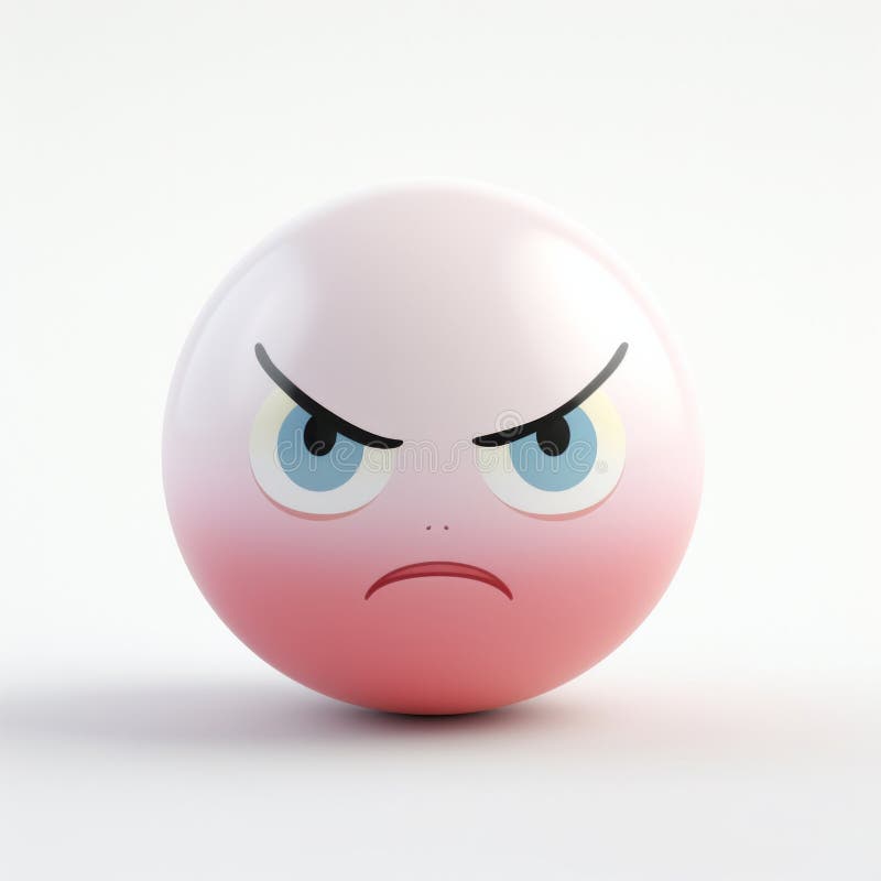 Angry Emotion Expression by Emoji Ball 3d Sphere Rendered. Pastel ...