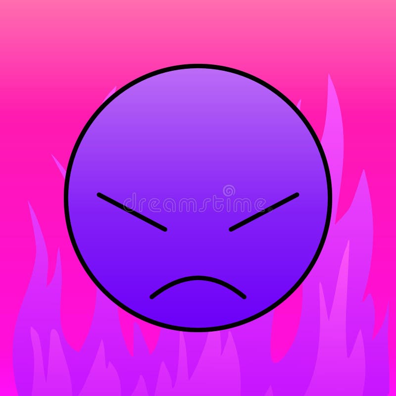 Angry Face in Purple with Fire 01 Stock Vector - Illustration of ...